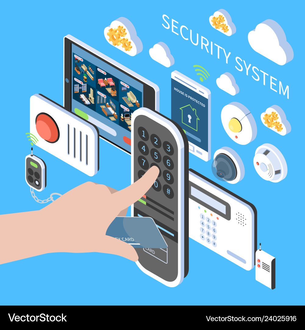 Security system isometric composition Royalty Free Vector