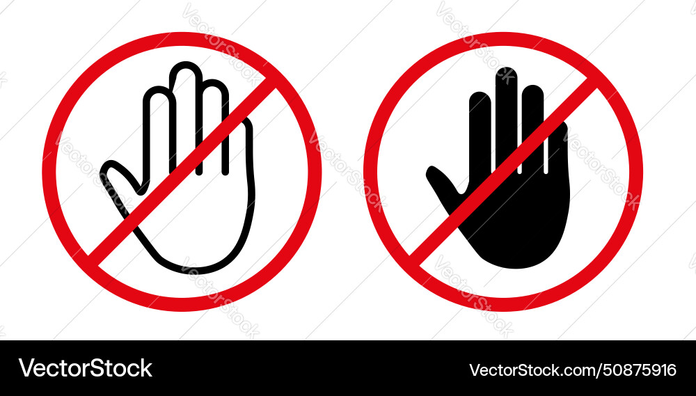 Stop sign icon set illegal entry and red ban Vector Image