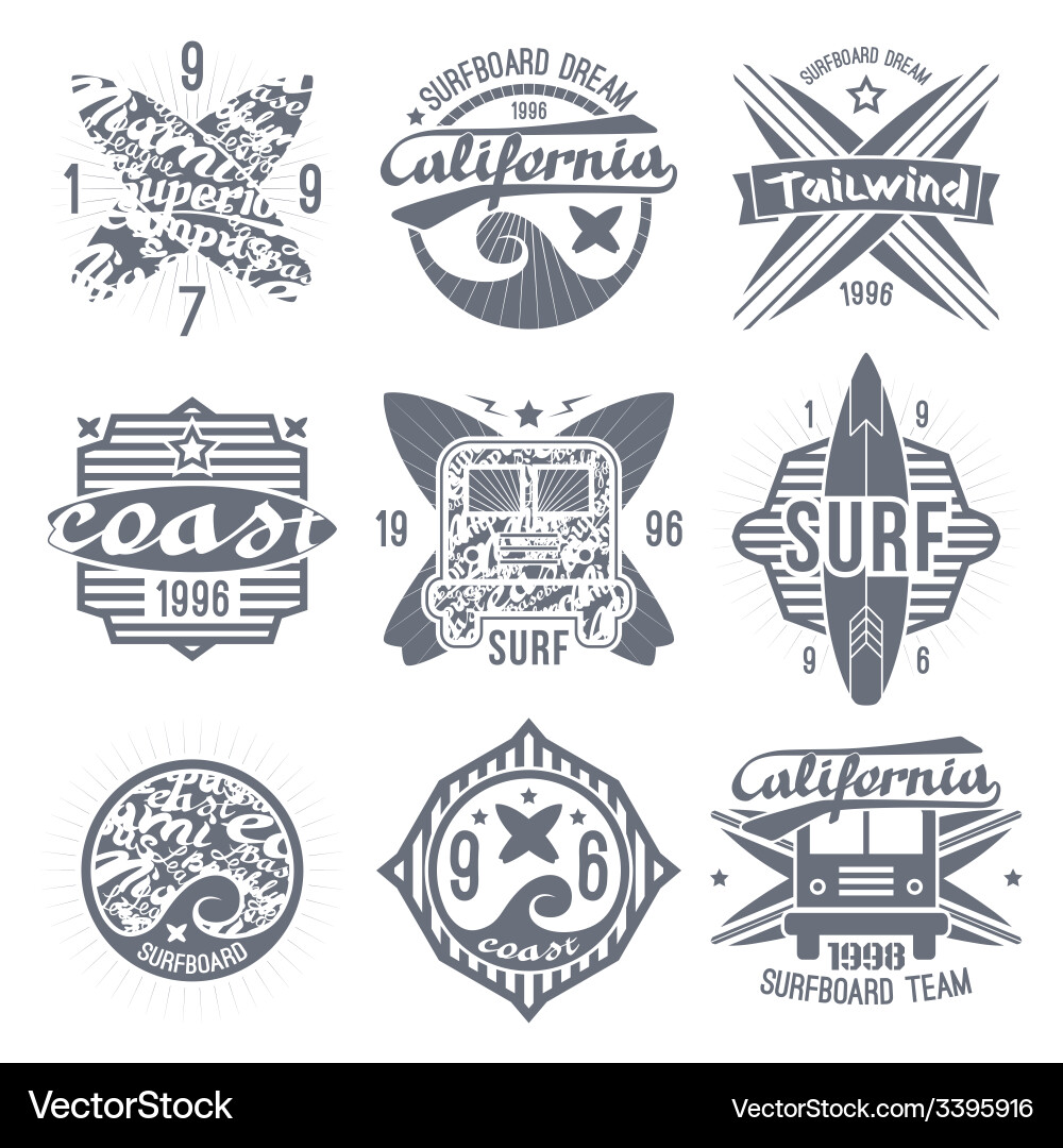 Surfing emblem in retro style Royalty Free Vector Image