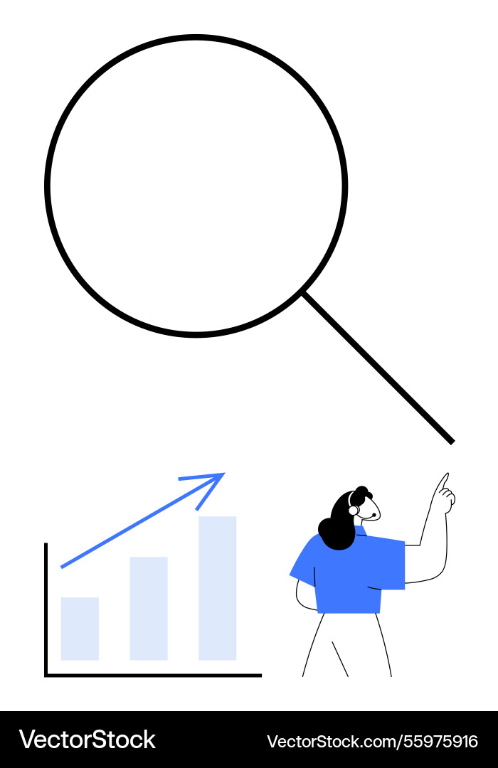 Woman gesturing towards growth chart under a Vector Image
