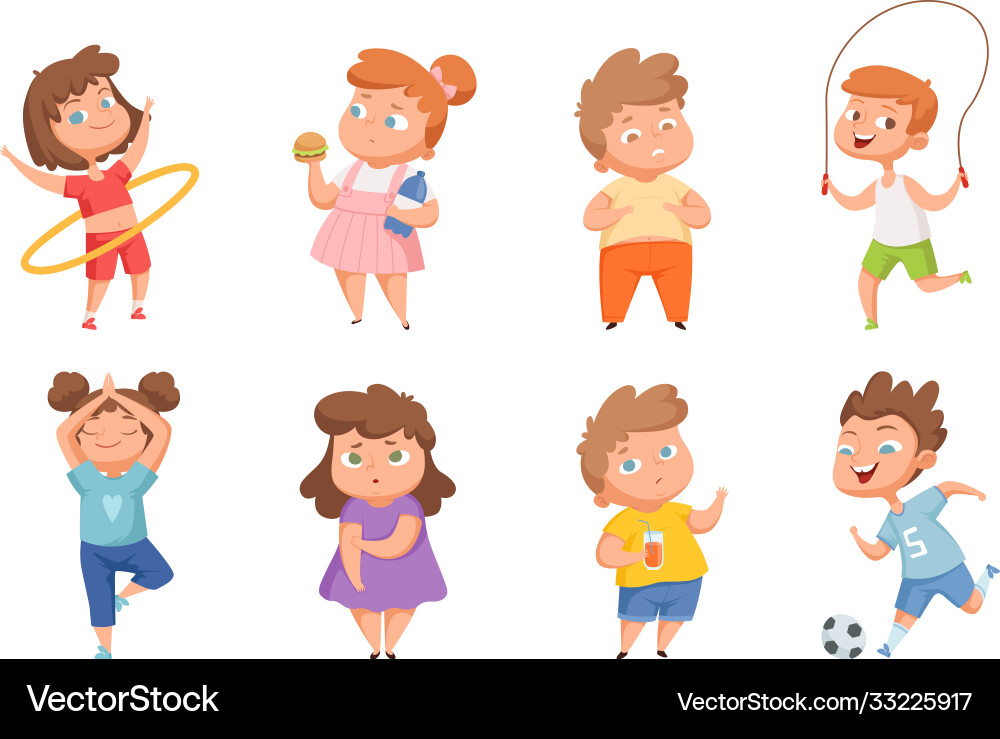 Children: Healthy vs. Unhealthy Royalty Free Vector Image