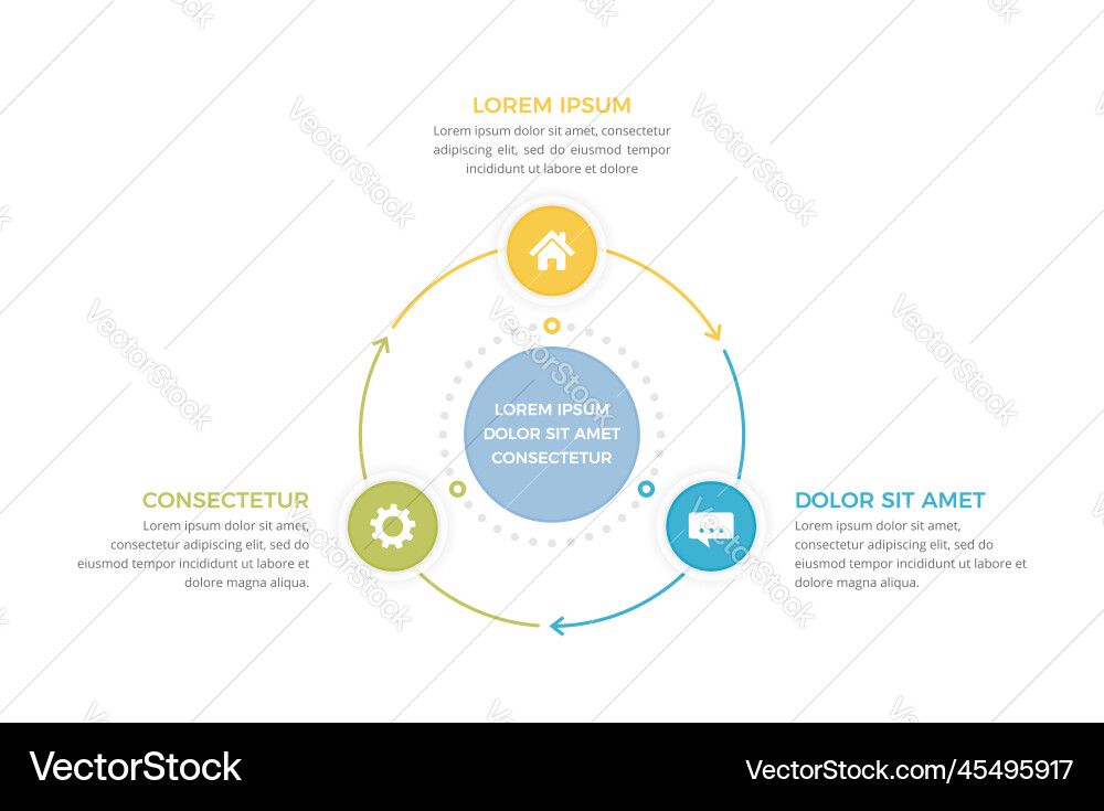 Circle diagram - three elements Royalty Free Vector Image