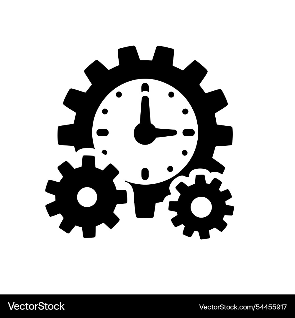 Clock gears time management icon Royalty Free Vector Image