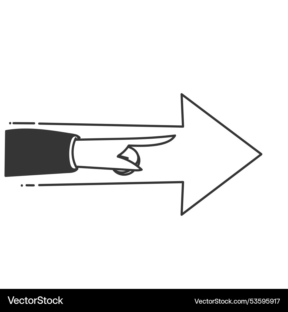 Doodle hand pointing finger and forward arrow Vector Image