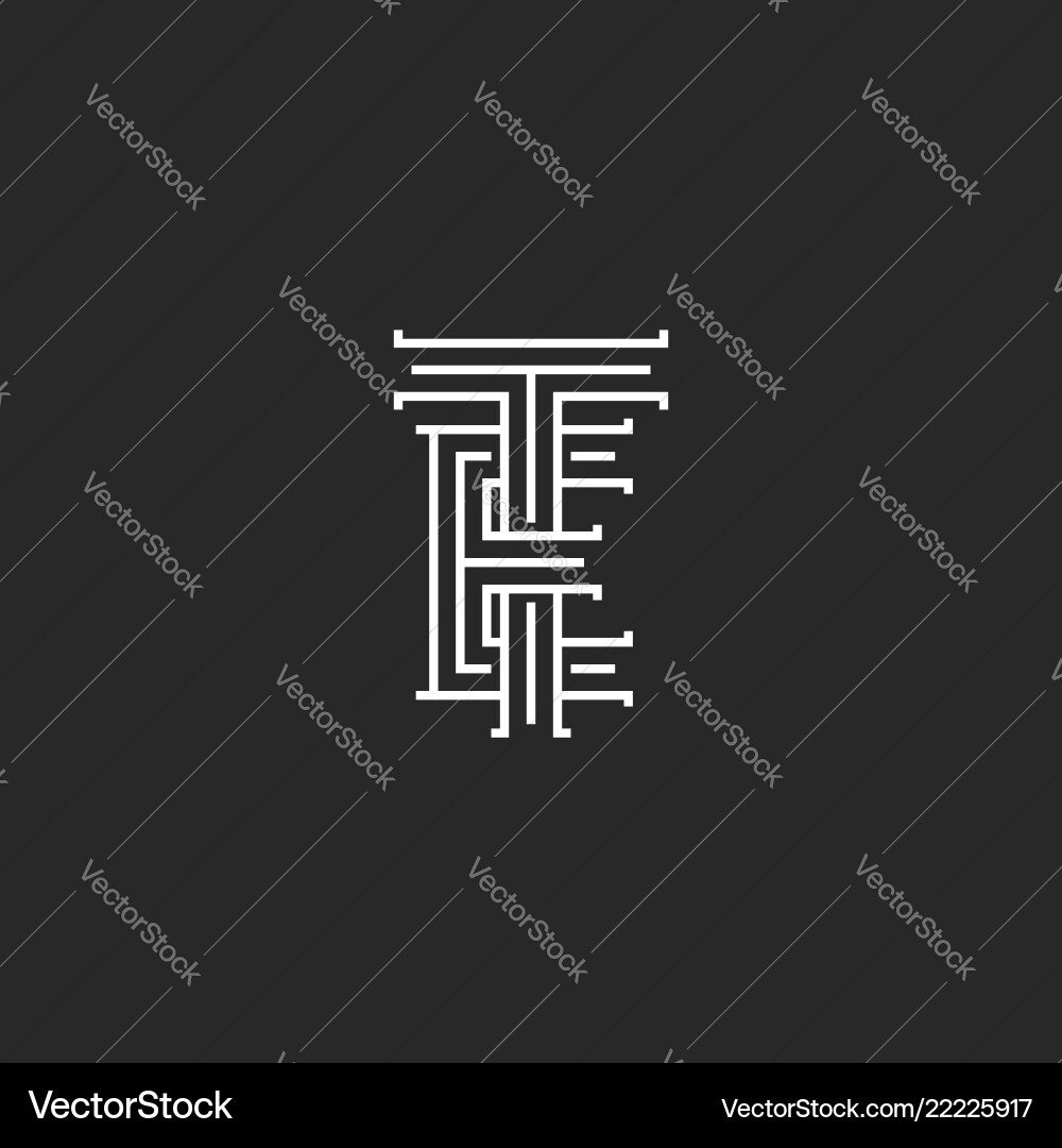 Logo te letters linear medieval monogram mockup Vector Image