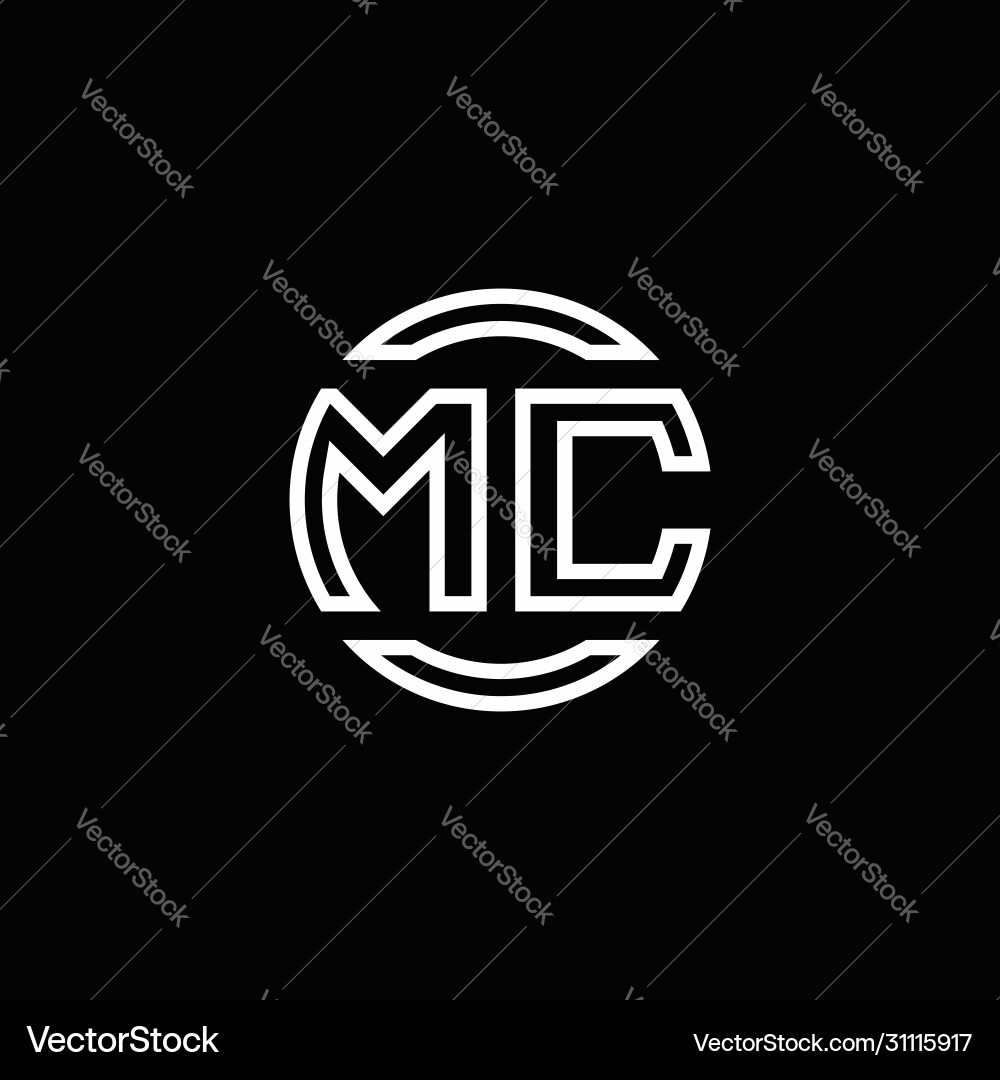 Mc logo monogram with negative space circle Vector Image