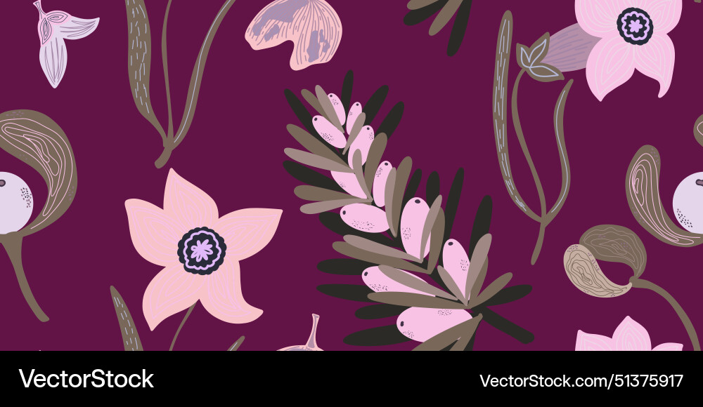 Plant organic pattern flat style hand drawn Vector Image