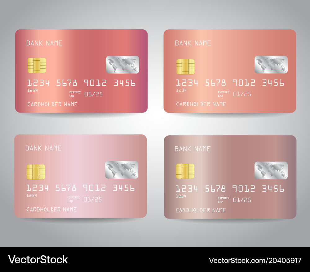 Realistic detailed credit cards set Royalty Free Vector