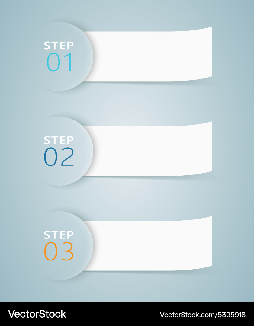 3d numbered step ribbons 3 Royalty Free Vector Image