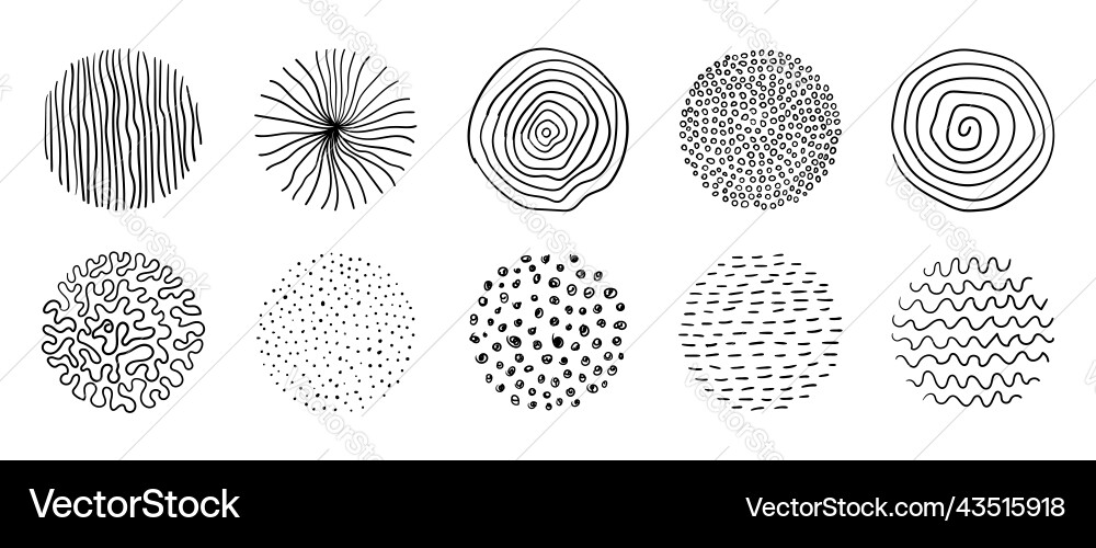 Circle doodle hand drawn textures abstract Vector Image