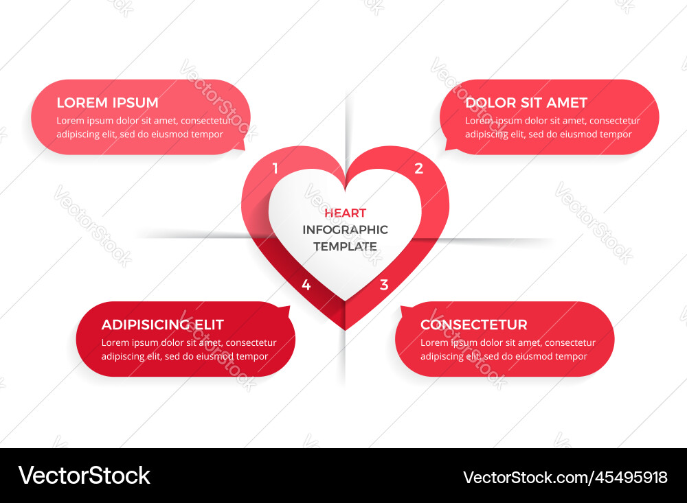 Heart infographics with 4 elements Royalty Free Vector Image