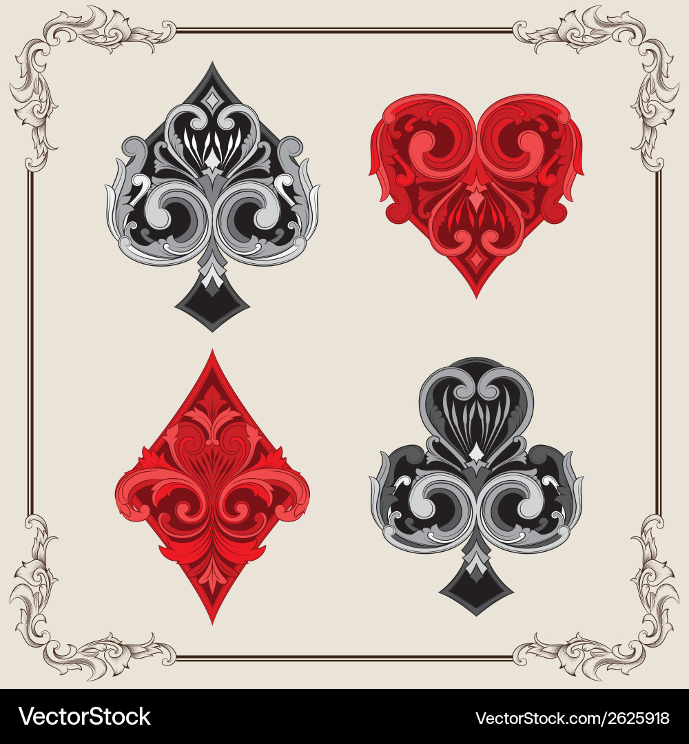 Playing card vintage ornamental Royalty Free Vector Image