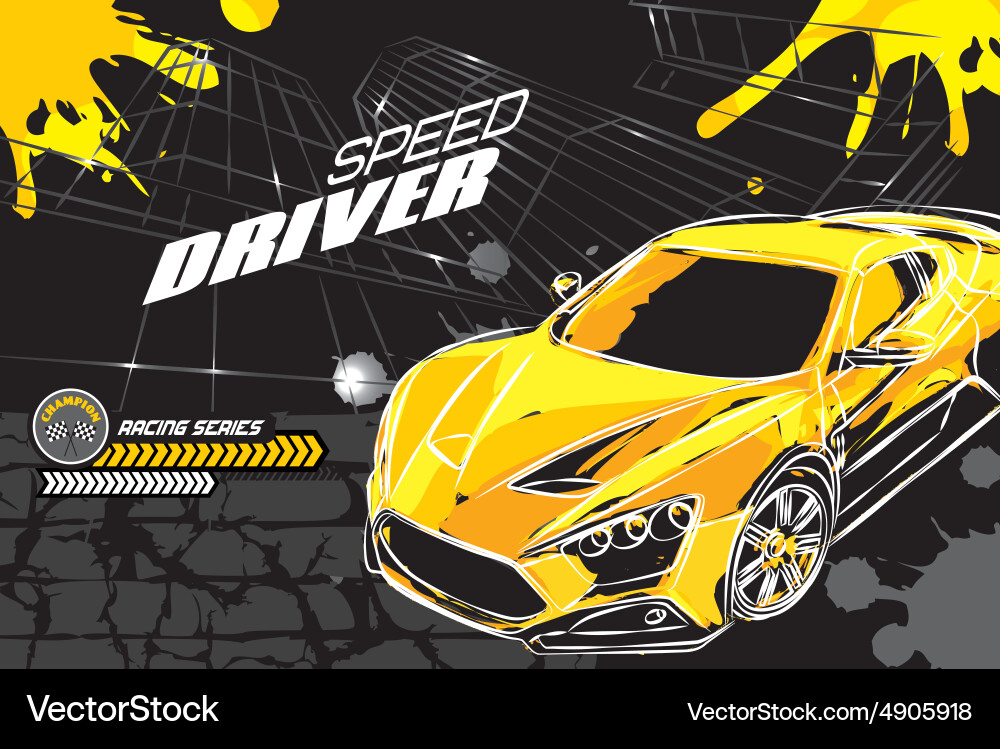 Racing car on a black background Royalty Free Vector Image