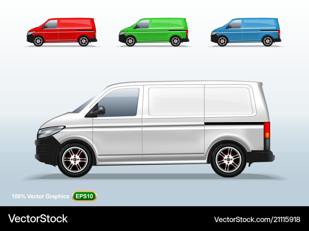 Set of different color delivery van template Vector Image