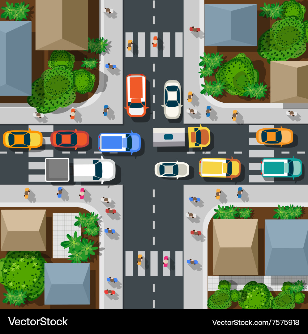 Top view of urban Royalty Free Vector Image - VectorStock