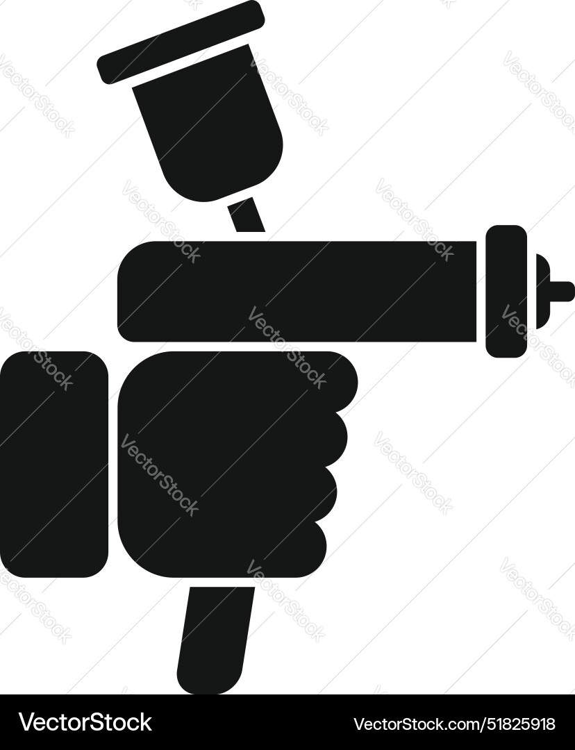 Worker hand holding paint spray gun icon Vector Image