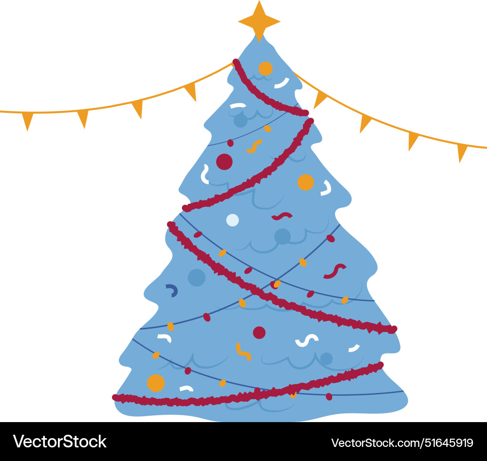 Cartoon christmas tree decorated colorful Vector Image