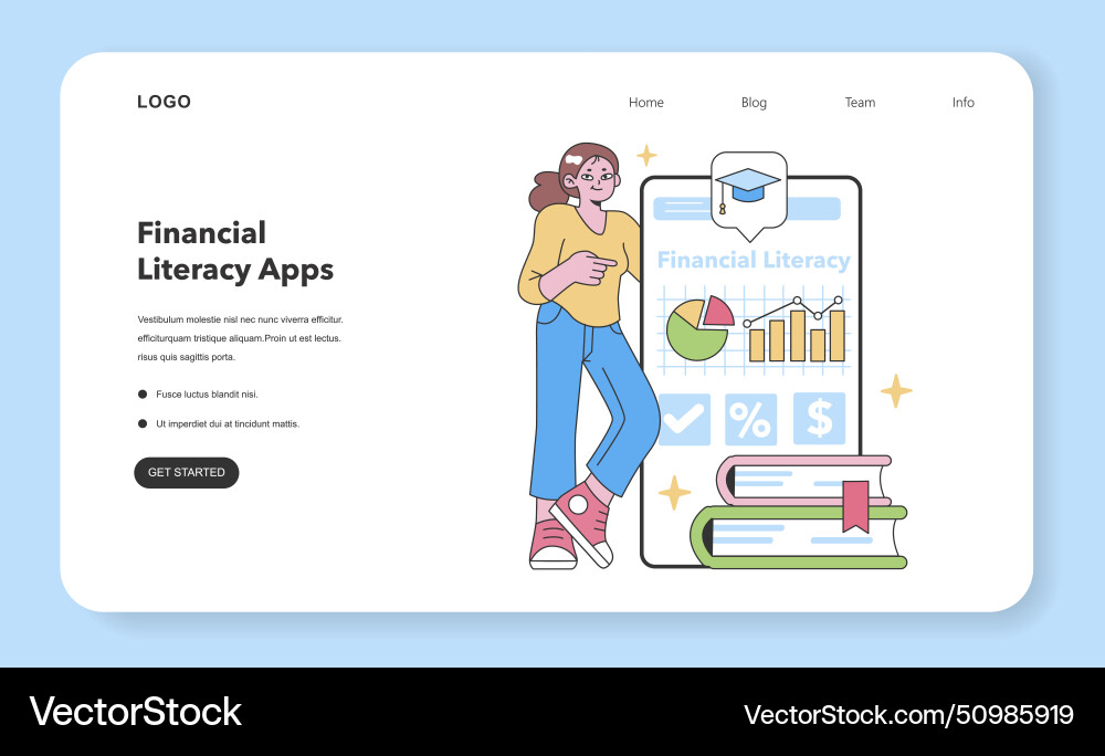 Financial literacy apps concept flat Royalty Free Vector