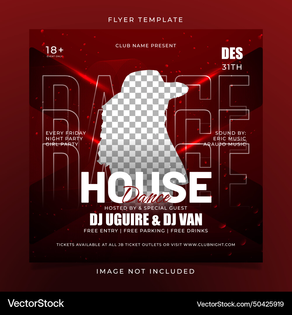 House dance flyer template Royalty Free Vector Image