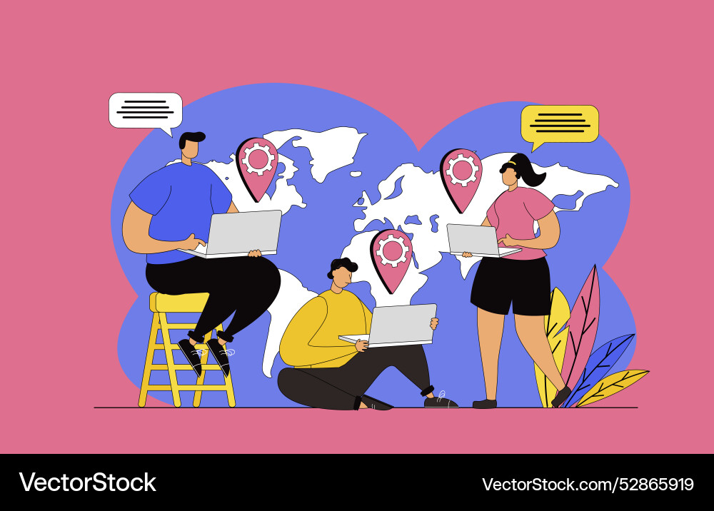 Outsourcing company concept with modern flat Vector Image