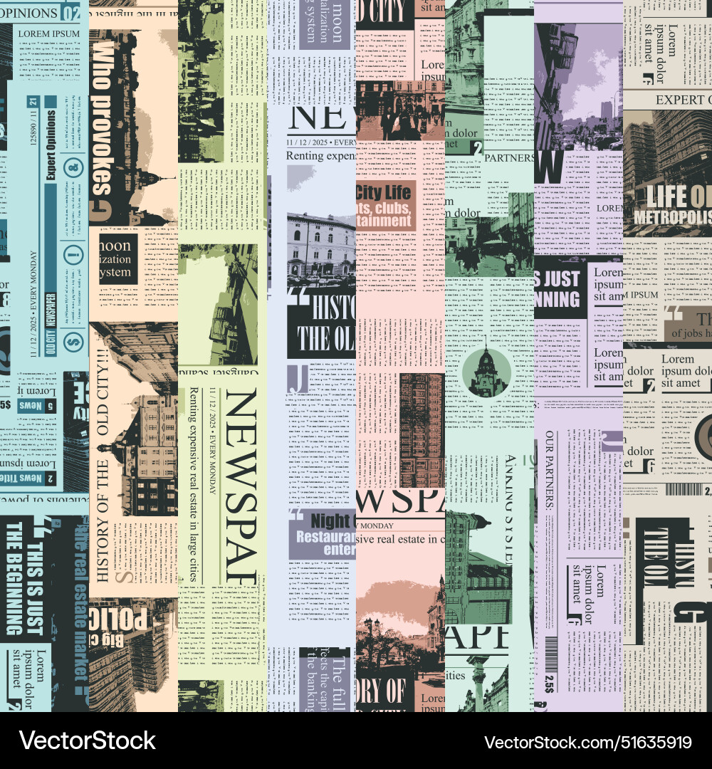Seamless pattern with collage of newspaper Vector Image