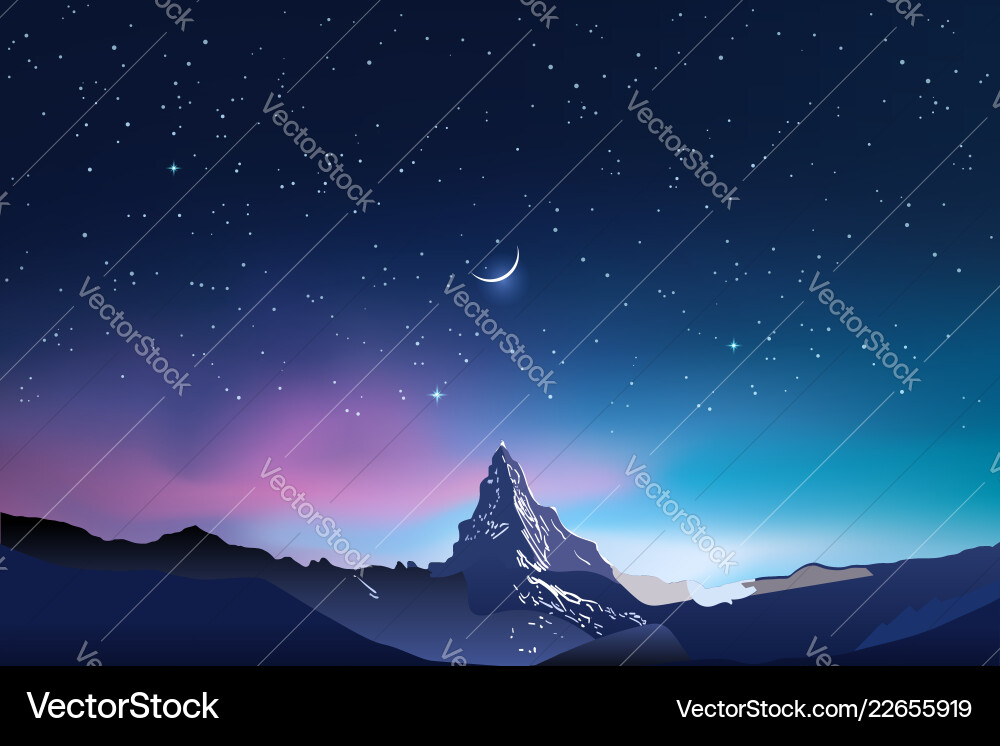 Snowy Mountain Nightscape Royalty Free Vector Image