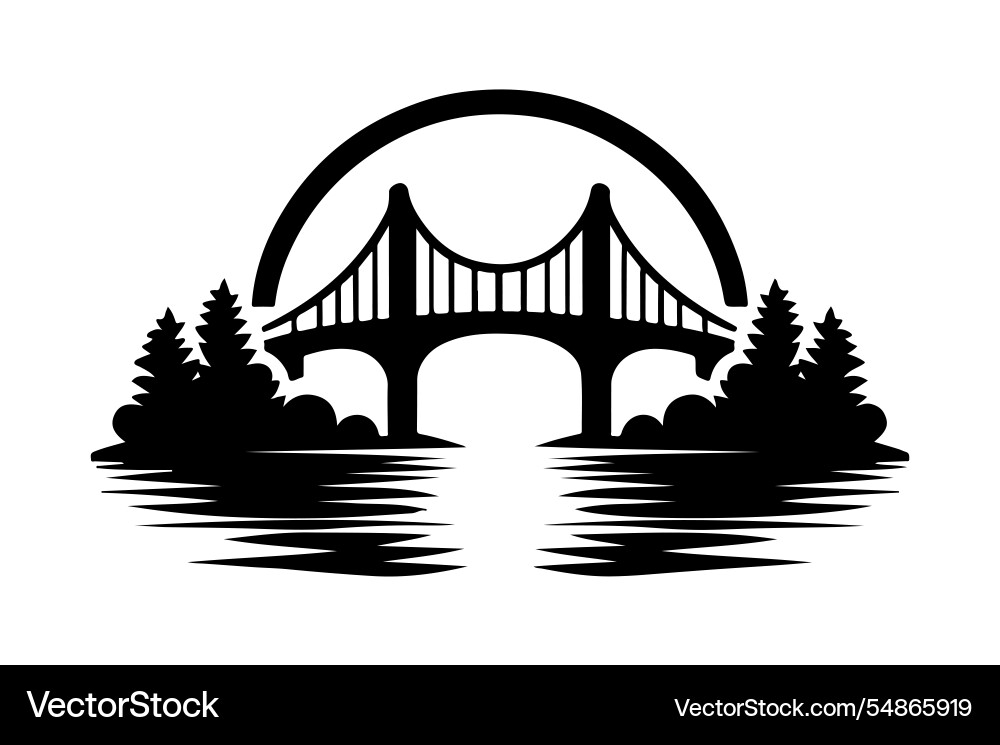 Straight bridge silhouette for architecture logos Vector Image