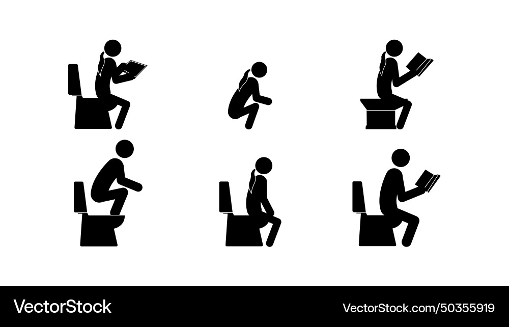 Toilet icons set stick figures Royalty Free Vector Image