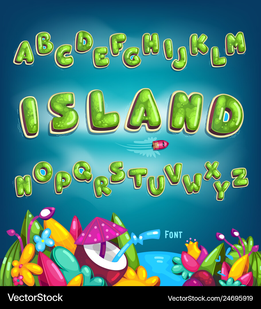 Tropical Island Fonts Royalty Free Vector Image