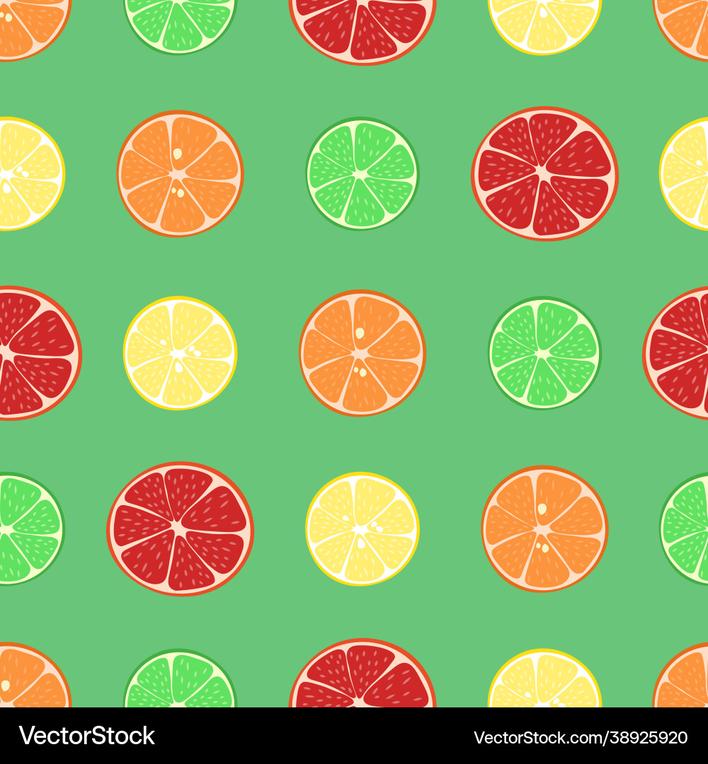 Citrus fruits pattern lemon tangerine orange Vector Image