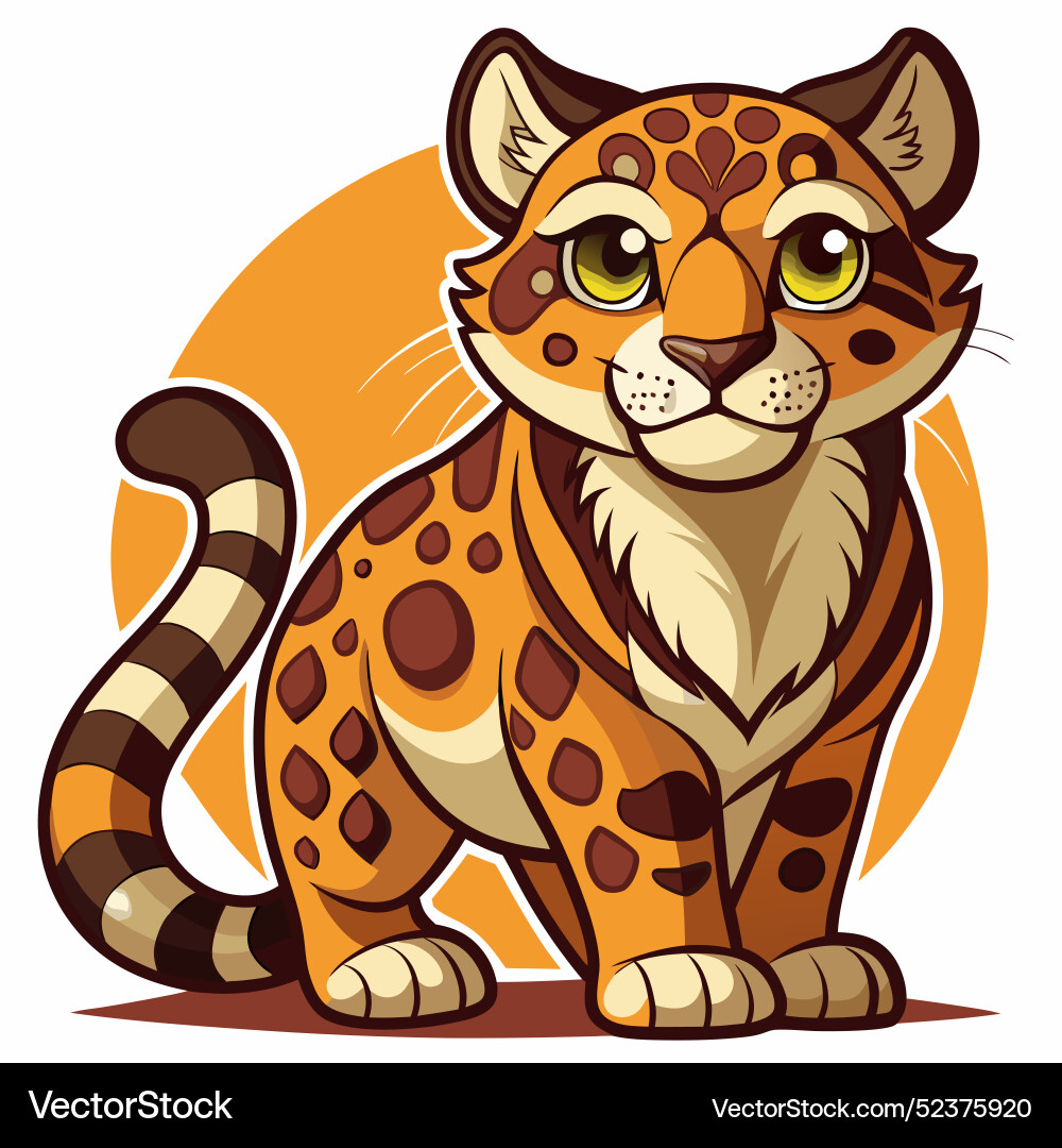 Clouded leopard goes kawaii Royalty Free Vector Image