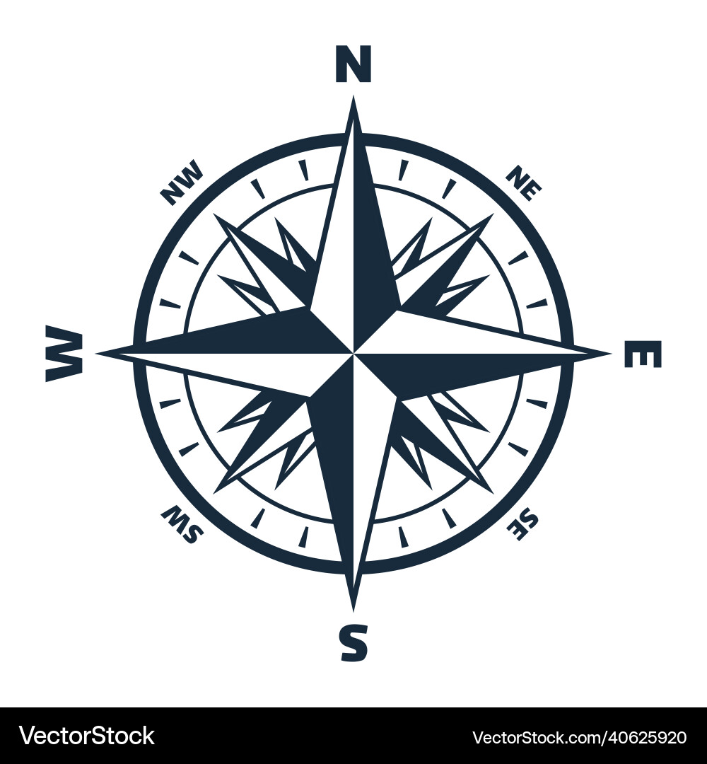 Compass with wind rose icon set navigation Vector Image