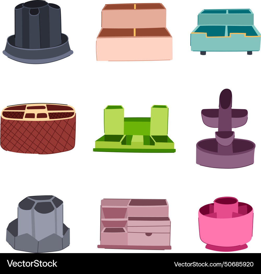 Desk organizer set cartoon Royalty Free Vector Image