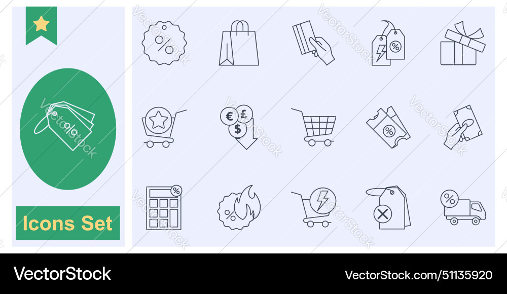 Discount icon set symbol collection logo isolated Vector Image