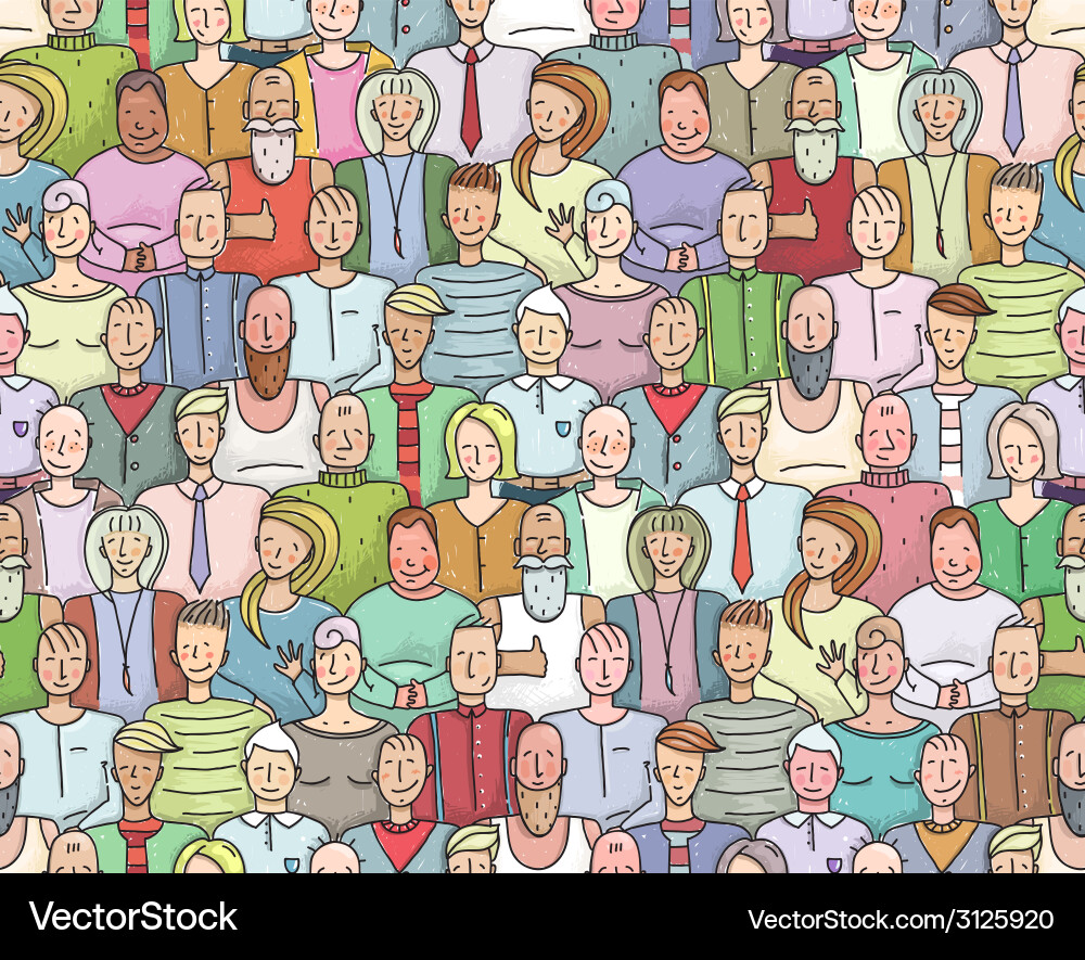 Diverse Crowd Portrait - Collective Group Vector Image