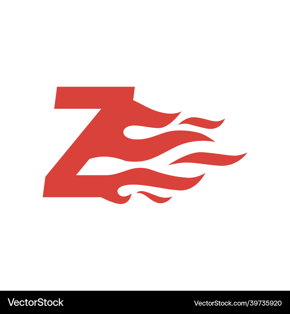 Z letter fire flame hot uppercase logo icon Vector Image