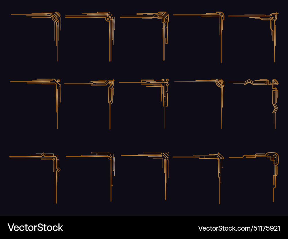 Art deco frame corners collection artwork graphic Vector Image