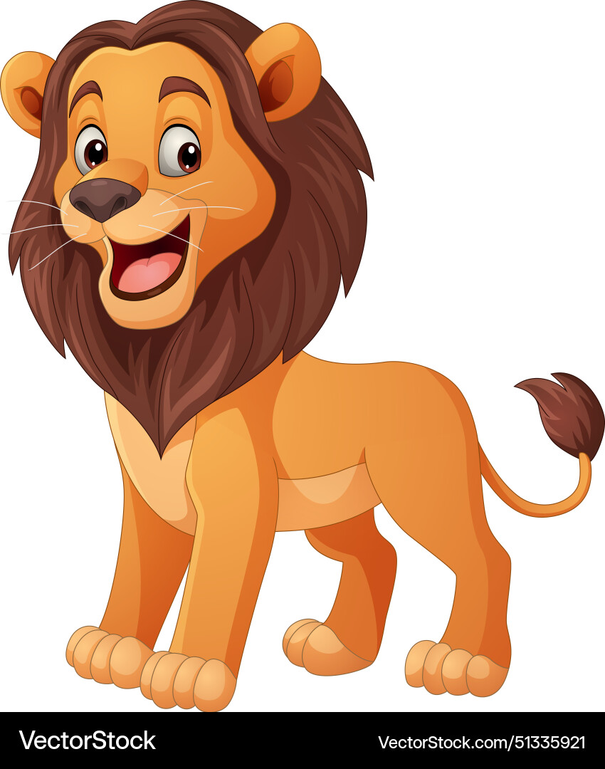 Cartoon happy proud lion standing Royalty Free Vector Image