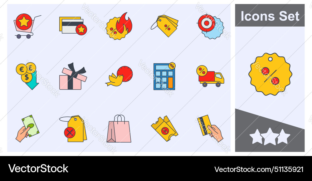 Discount icon set symbol collection logo isolated Vector Image