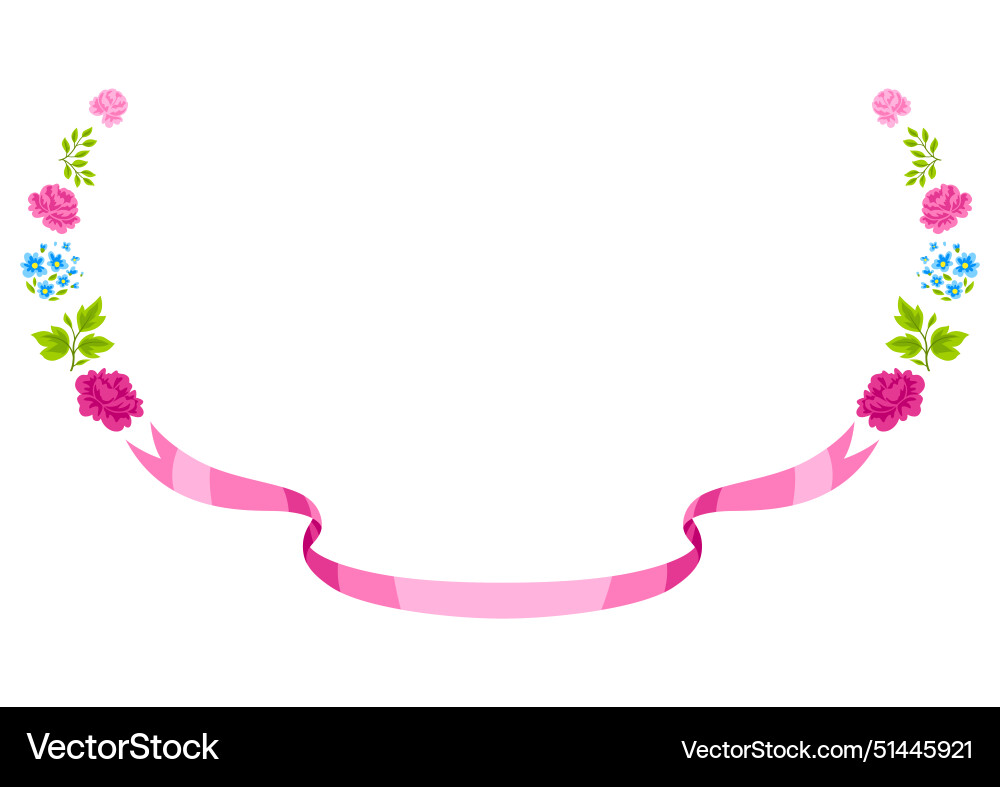 Frame with flowers and ribbon beautiful Royalty Free Vector