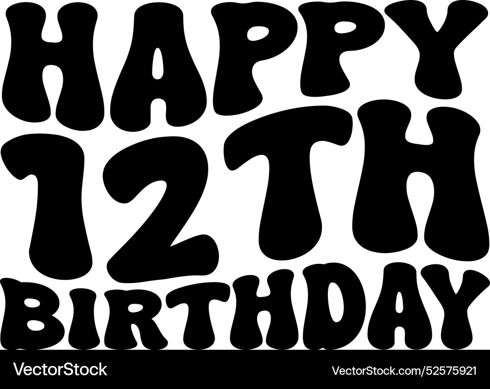 Happy 12th birthday design on white background Vector Image