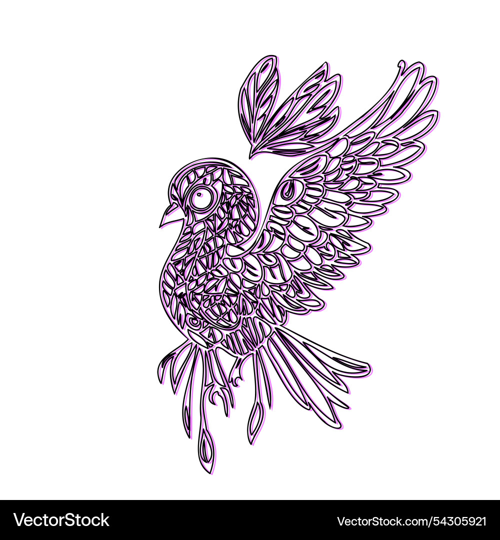 Intricate line art bird Royalty Free Vector Image