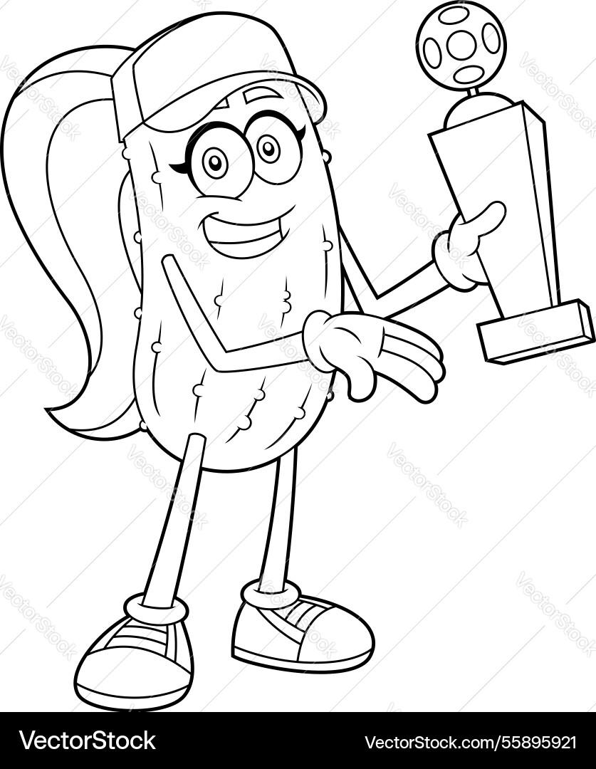 Outlined cute pickle girl cartoon character Vector Image