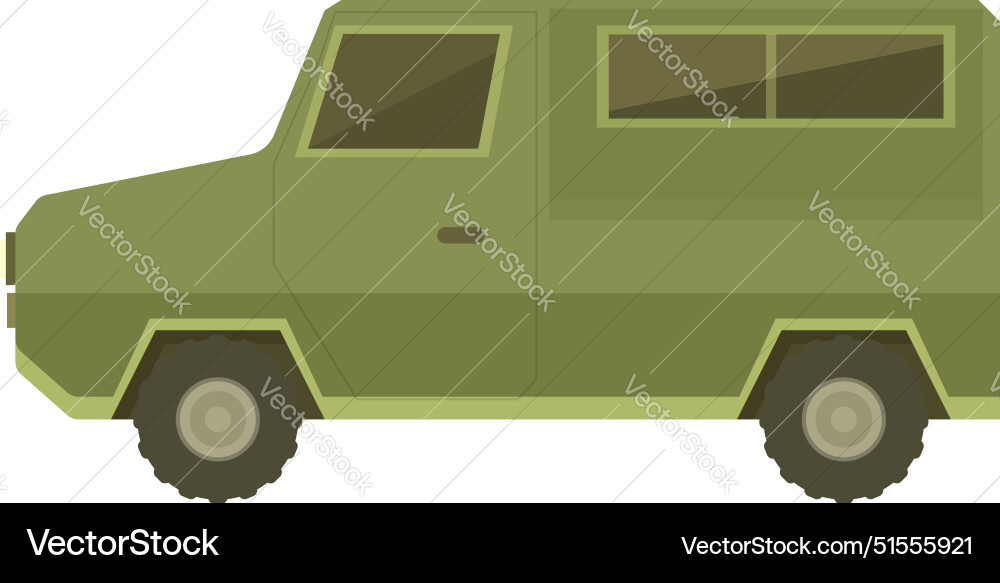 Powerful green military vehicle transporting Vector Image