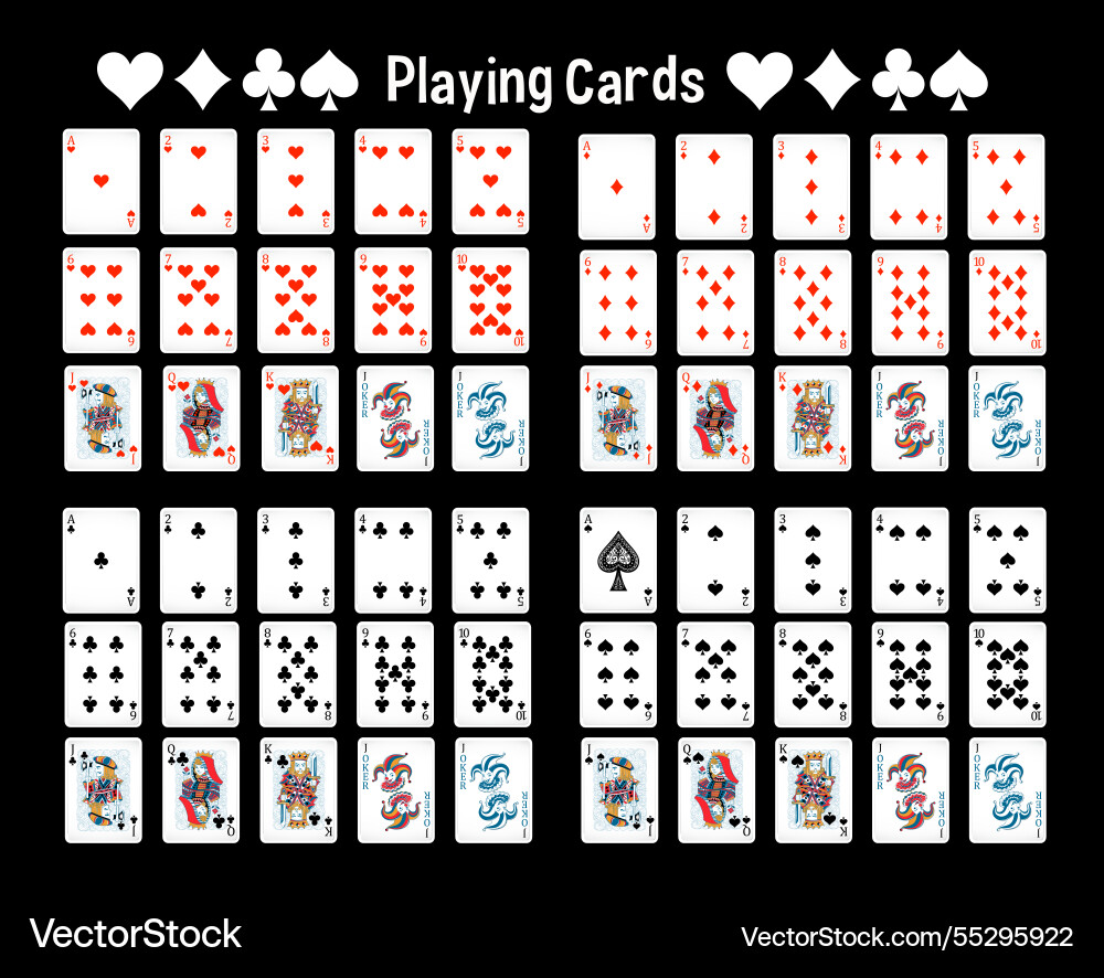 A full deck of playing cards Royalty Free Vector Image
