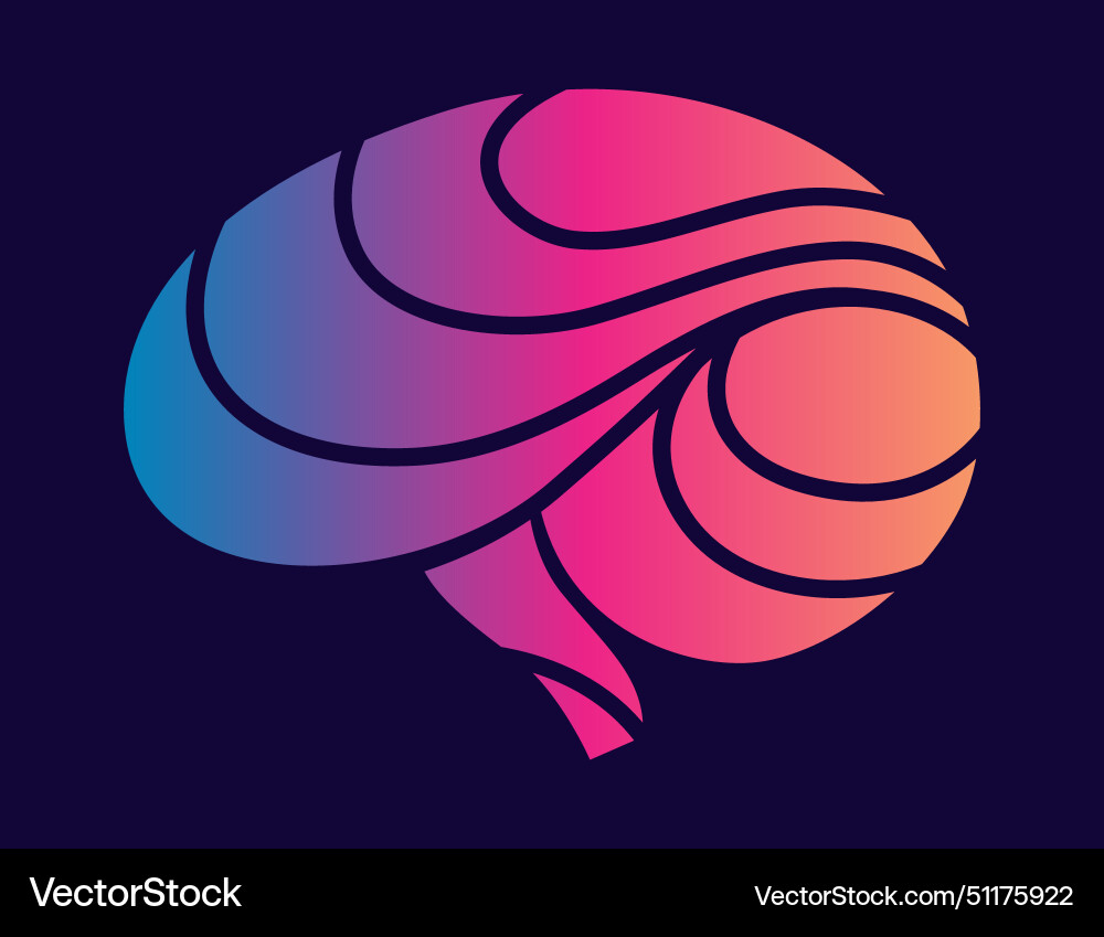 Brain logo icon digital symbol template Royalty Free Vector