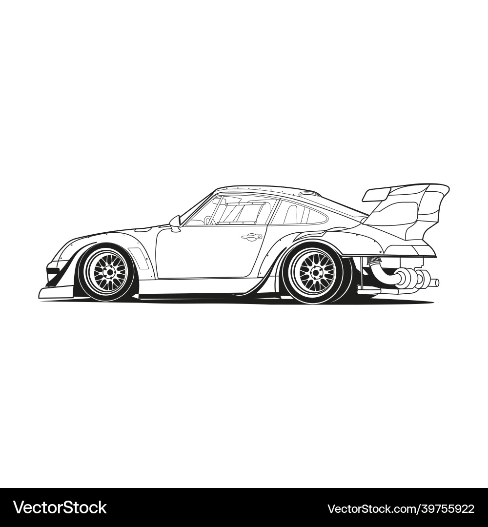 Car outline line art coloring page Royalty Free Vector Image