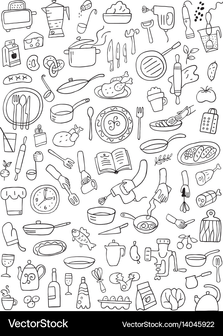Cookery food - doodles set Royalty Free Vector Image