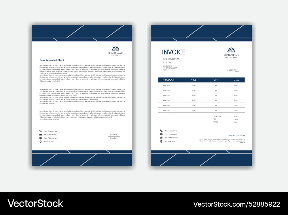 Creative business invoice letterhead design Vector Image