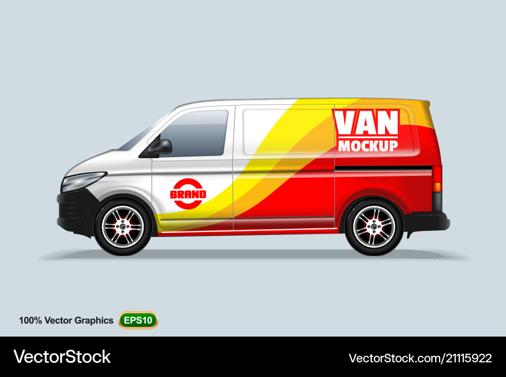 Delivery van template with advertise editable Vector Image
